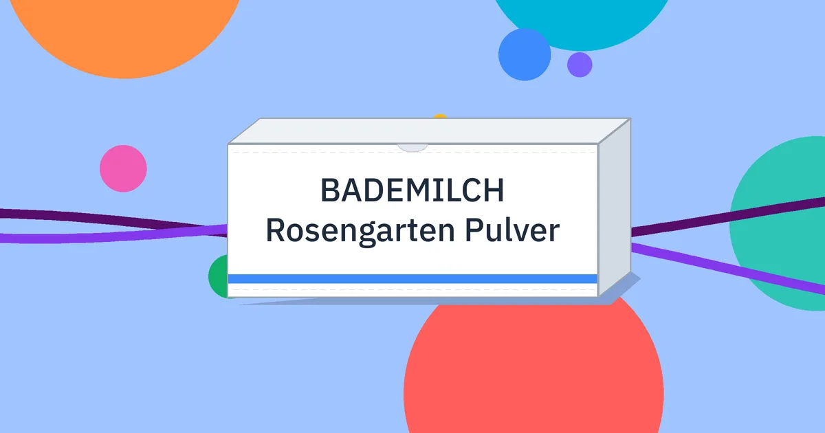 Symbolbild: Packung mit der Aufschrift BADEMILCH Rosengarten Pulver (PZN 09253820) – Verfügbarkeit und Bezug in Apotheken in Frankfurt am Main