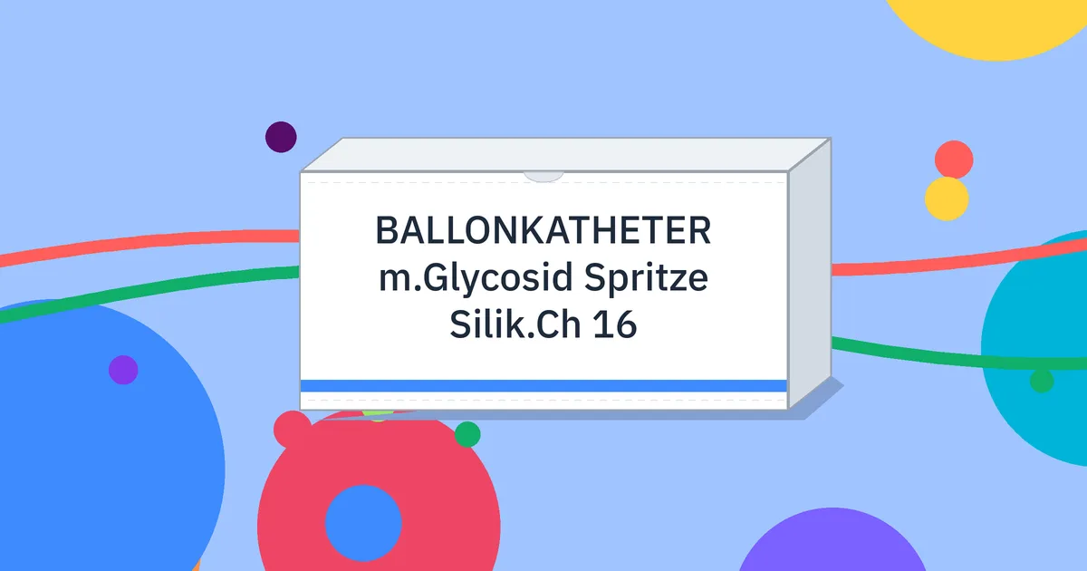 Symbolbild: Packung mit der Aufschrift BALLONKATHETER m.Glycosid Spritze Silik.Ch 16 (PZN 05870438) – Verfügbarkeit und Bezug in Apotheken in Frankfurt am Main