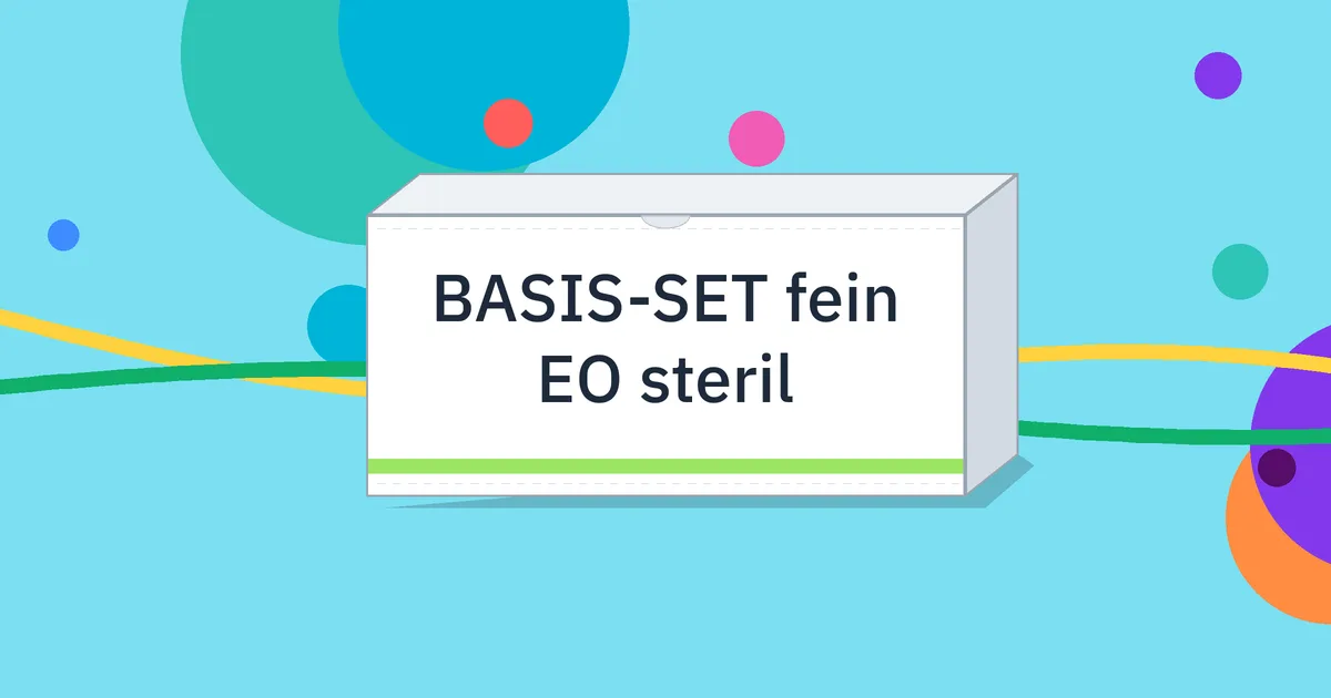 Symbolbild: Packung mit der Aufschrift BASIS-SET fein EO steril (PZN 19229219) – Verfügbarkeit und Bezug in Apotheken in Frankfurt am Main