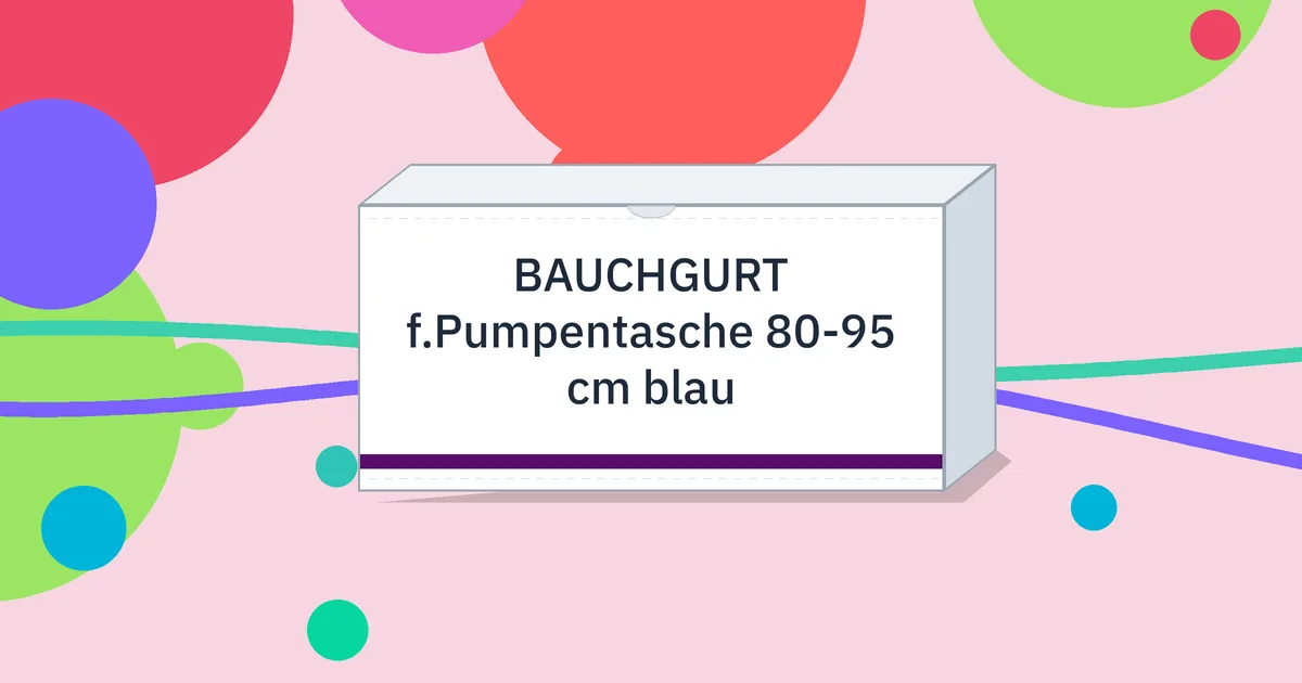 Symbolbild: Packung mit der Aufschrift BAUCHGURT f.Pumpentasche 80-95 cm blau (PZN 16510335) – Verfügbarkeit und Bezug in Apotheken in Frankfurt am Main