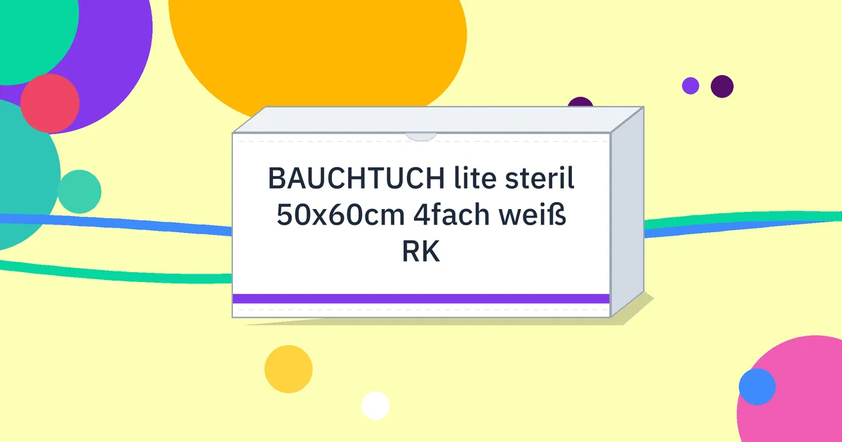 Symbolbild: Packung mit der Aufschrift BAUCHTUCH lite steril 50x60cm 4fach weiß RK (PZN 09214168) – Verfügbarkeit und Bezug in Apotheken in Frankfurt am Main