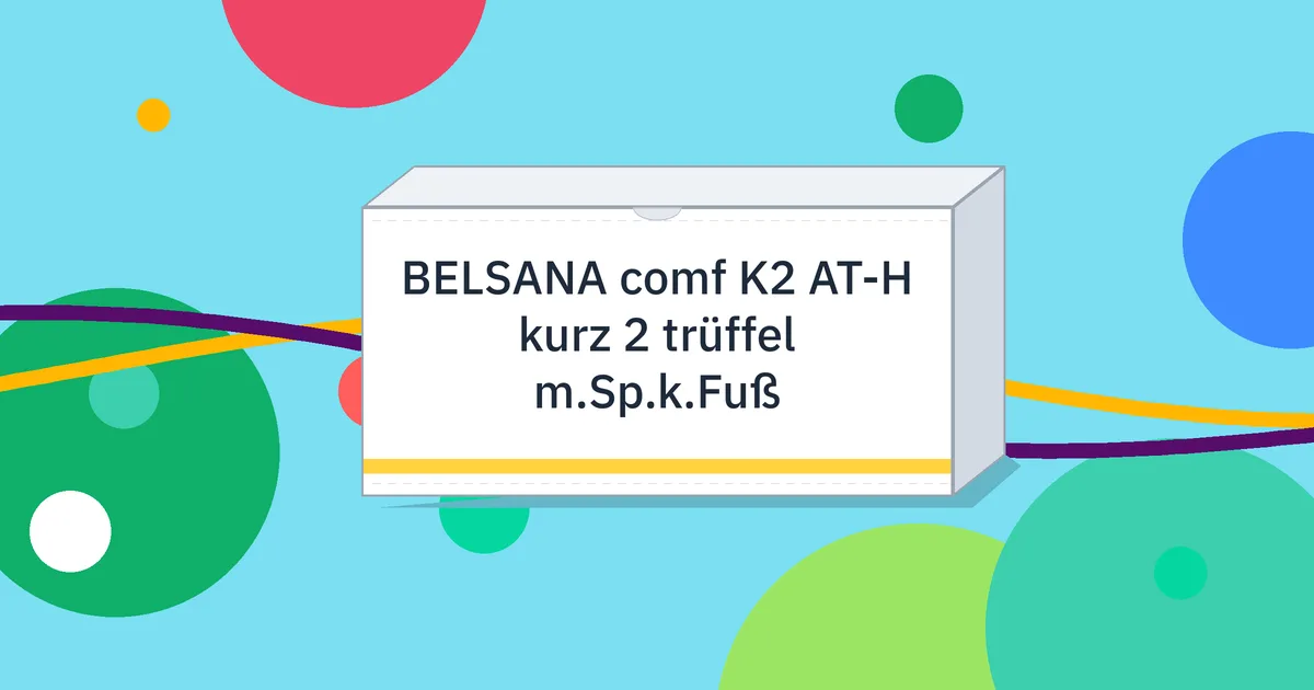 Symbolbild: Packung mit der Aufschrift BELSANA comf K2 AT-H kurz 2 trüffel m.Sp.k.Fuß (PZN 12328929) – Verfügbarkeit und Bezug in Apotheken in Frankfurt am Main