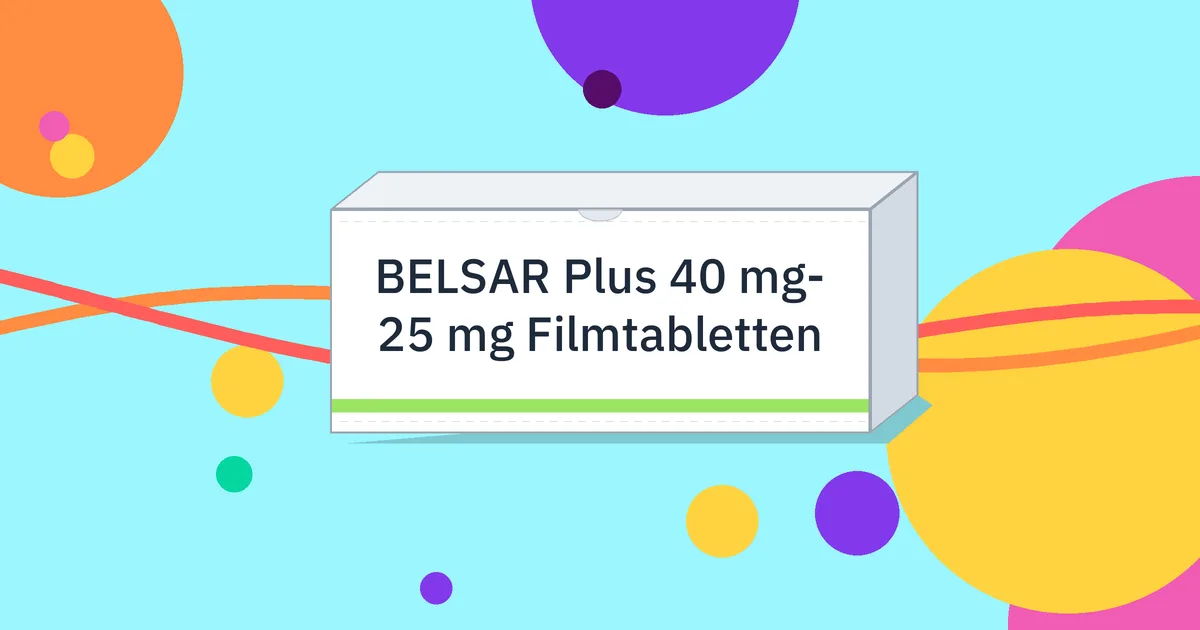 Symbolbild: Packung mit der Aufschrift BELSAR Plus 40 mg-25 mg Filmtabletten (PZN 19334637) – Verfügbarkeit und Bezug in Apotheken in Frankfurt am Main