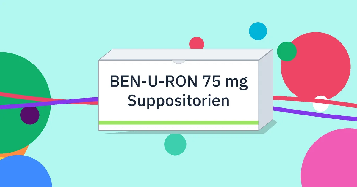 Symbolbild: Packung mit der Aufschrift BEN-U-RON 75 mg Suppositorien (PZN 02684876) – Verfügbarkeit und Bezug in Apotheken in Frankfurt am Main