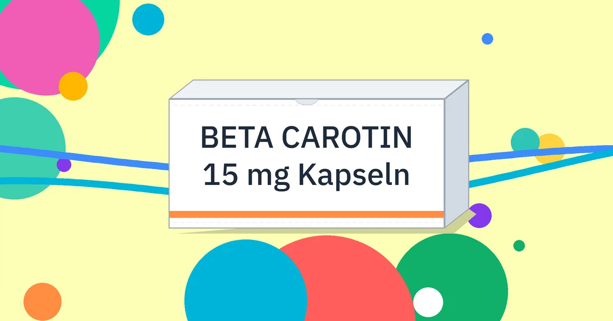 Symbolbild: Packung mit der Aufschrift BETA CAROTIN 15 mg Kapseln (PZN 17589273) – Verfügbarkeit und Bezug in Apotheken in Frankfurt am Main