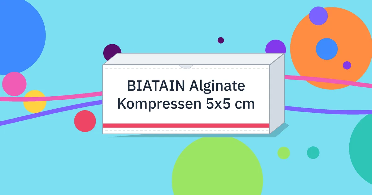 Symbolbild: Packung mit der Aufschrift BIATAIN Alginate Kompressen 5x5 cm (PZN 01406365) – Verfügbarkeit und Bezug in Apotheken in Frankfurt am Main
