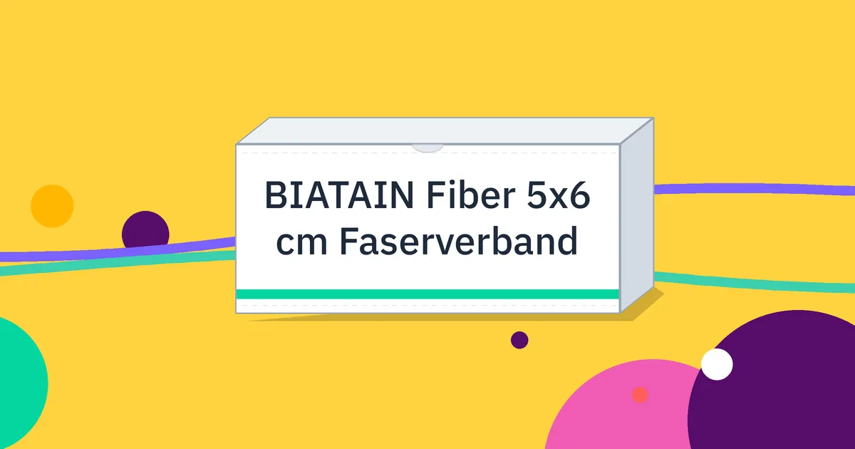 Symbolbild: Packung mit der Aufschrift BIATAIN Fiber 5x6 cm Faserverband (PZN 16822833) – Verfügbarkeit und Bezug in Apotheken in Frankfurt am Main