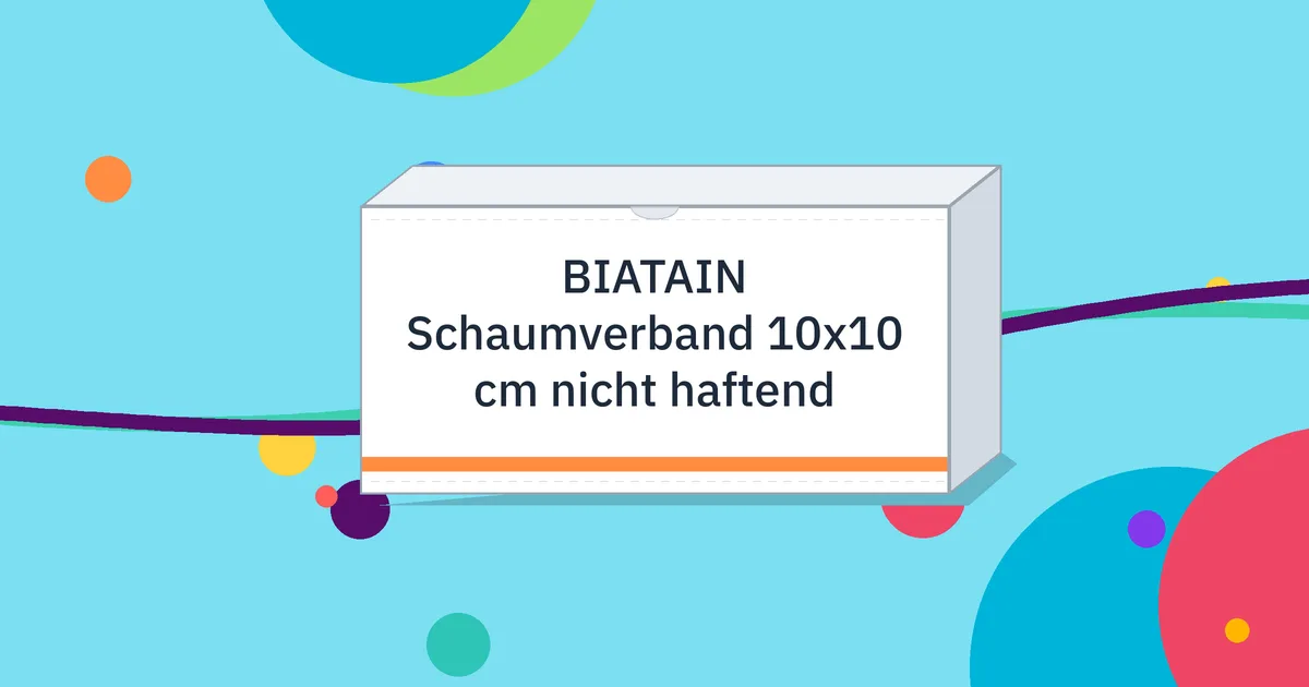 Symbolbild: Packung mit der Aufschrift BIATAIN Schaumverband 10x10 cm nicht haftend (PZN 11109869) – Verfügbarkeit und Bezug in Apotheken in Frankfurt am Main