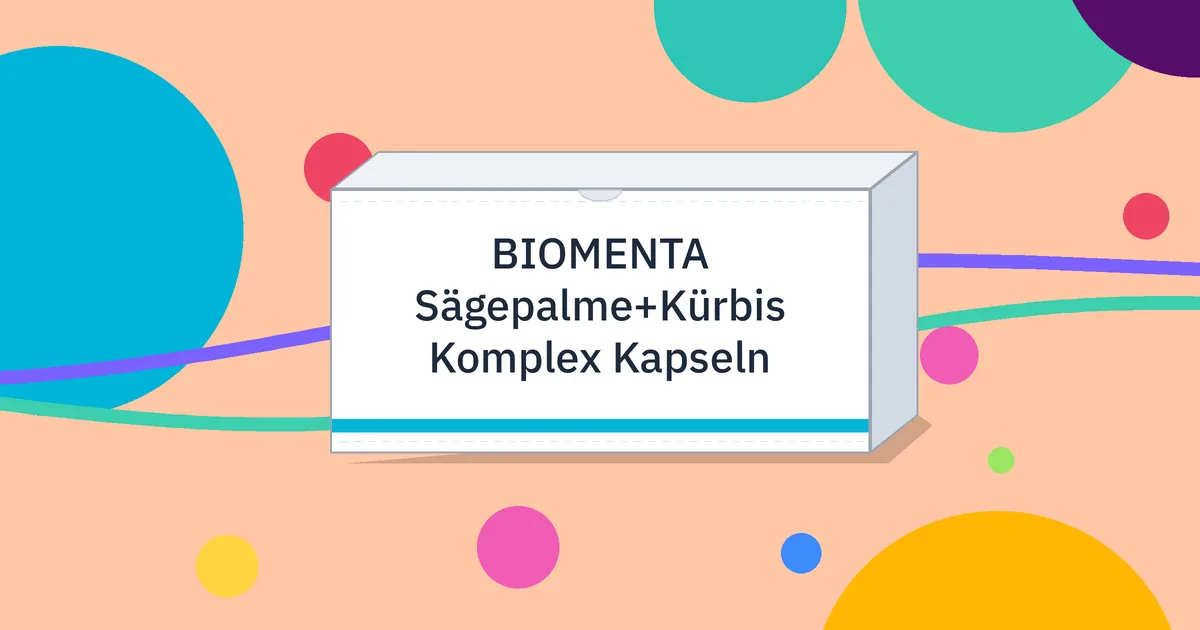 Symbolbild: Packung mit der Aufschrift BIOMENTA Sägepalme+Kürbis Komplex Kapseln (PZN 17847580) – Verfügbarkeit und Bezug in Apotheken in Frankfurt am Main