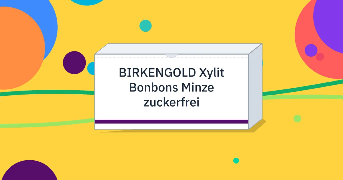 Symbolbild: Packung mit der Aufschrift BIRKENGOLD Xylit Bonbons Minze zuckerfrei (PZN 19290503) – Verfügbarkeit und Bezug in Apotheken in Frankfurt am Main