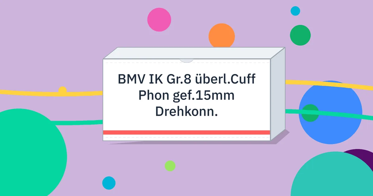 Symbolbild: Packung mit der Aufschrift BMV IK Gr.8 überl.Cuff Phon gef.15mm Drehkonn. (PZN 20140306) – Verfügbarkeit und Bezug in Apotheken in Frankfurt am Main