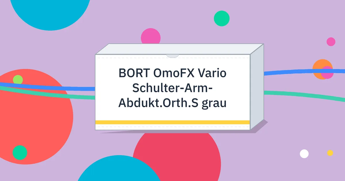 Symbolbild: Packung mit der Aufschrift BORT OmoFX Vario Schulter-Arm-Abdukt.Orth.S grau (PZN 16318187) – Verfügbarkeit und Bezug in Apotheken in Frankfurt am Main