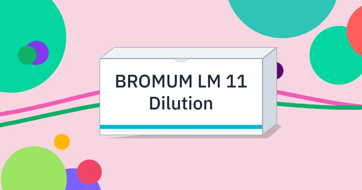Symbolbild: Packung mit der Aufschrift BROMUM LM 11 Dilution (PZN 12796547) – Verfügbarkeit und Bezug in Apotheken in Frankfurt am Main
