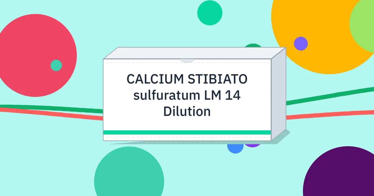 Symbolbild: Packung mit der Aufschrift CALCIUM STIBIATO sulfuratum LM 14 Dilution (PZN 12806576) – Verfügbarkeit und Bezug in Apotheken in Frankfurt am Main