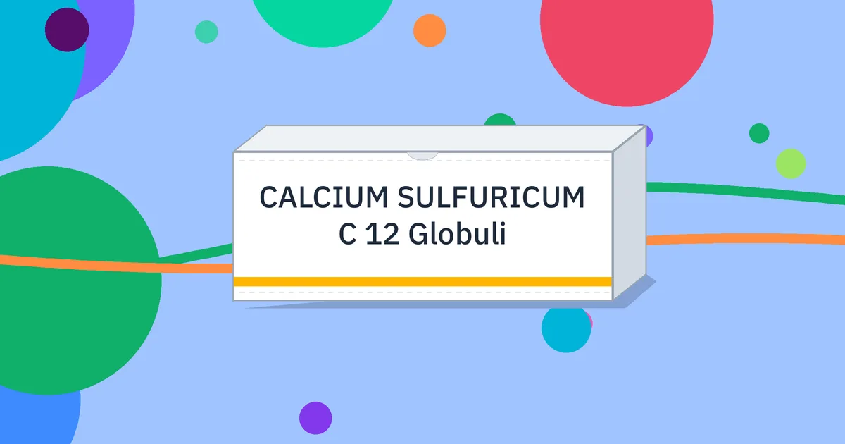 Symbolbild: Packung mit der Aufschrift CALCIUM SULFURICUM C 12 Globuli (PZN 07246632) – Verfügbarkeit und Bezug in Apotheken in Frankfurt am Main