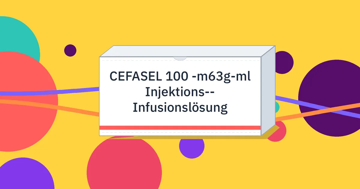 Symbolbild: Packung mit der Aufschrift CEFASEL 100 -m63g-ml Injektions--Infusionslösung (PZN 17862556) – Verfügbarkeit und Bezug in Apotheken in Frankfurt am Main