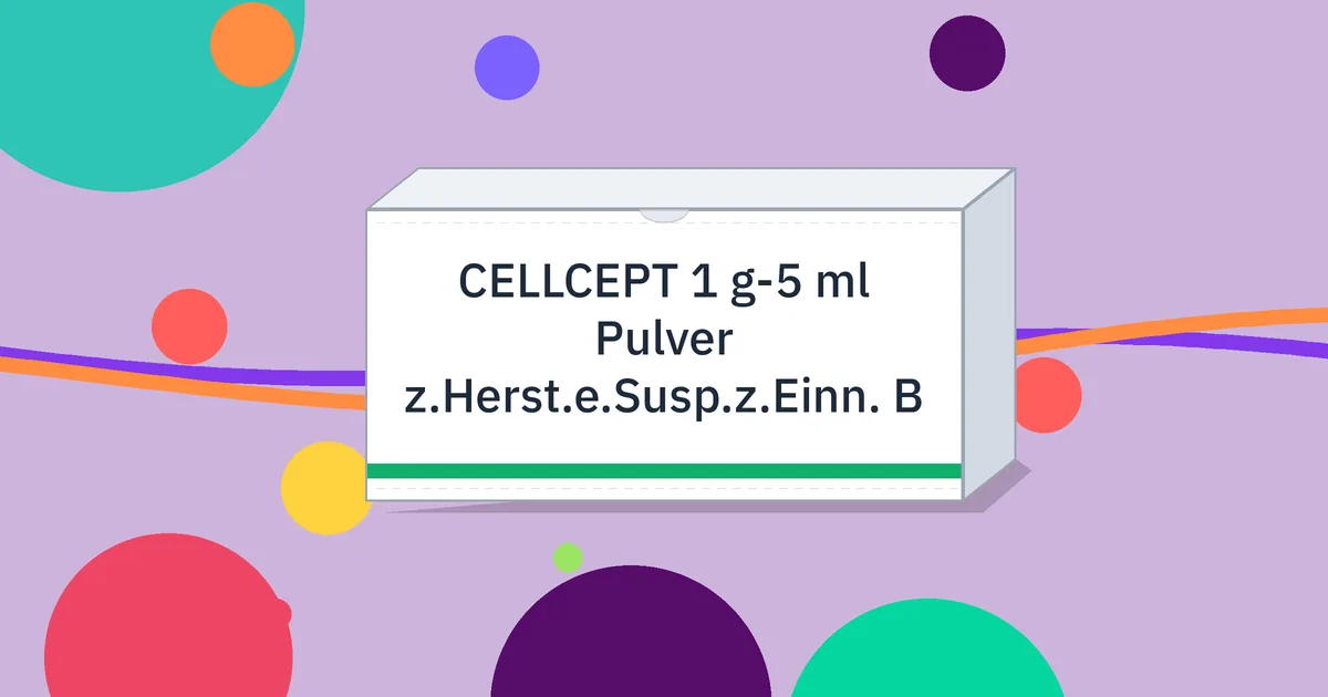 Symbolbild: Packung mit der Aufschrift CELLCEPT 1 g-5 ml Pulver z.Herst.e.Susp.z.Einn. B (PZN 12555111) – Verfügbarkeit und Bezug in Apotheken in Frankfurt am Main