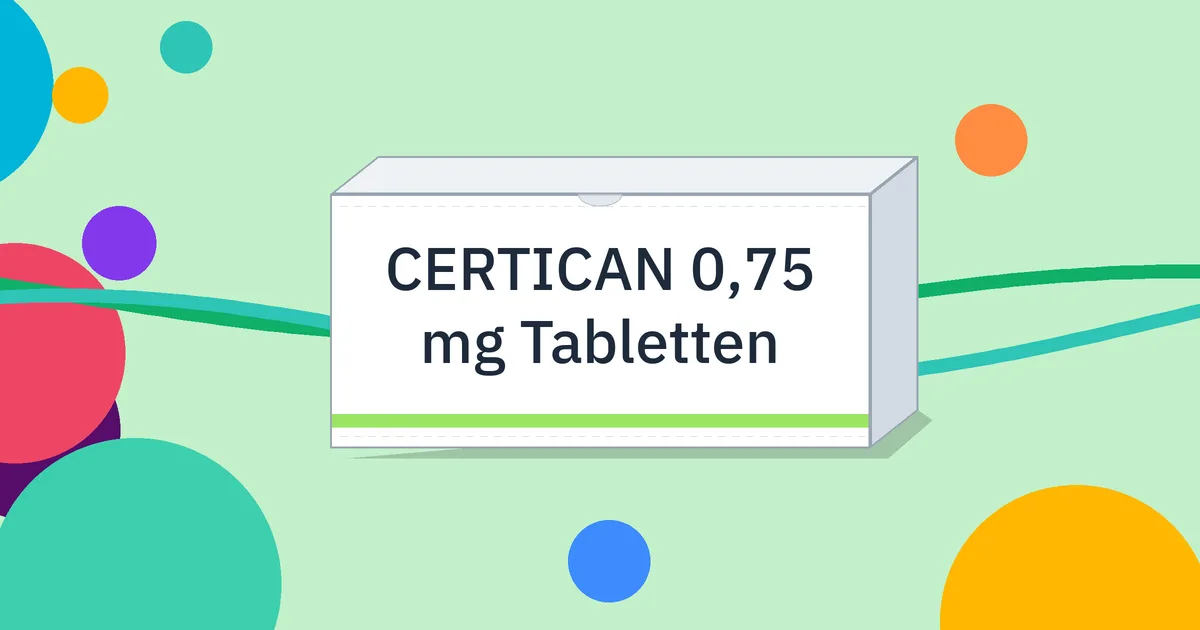Symbolbild: Packung mit der Aufschrift CERTICAN 0,75 mg Tabletten (PZN 06580688) – Verfügbarkeit und Bezug in Apotheken in Frankfurt am Main