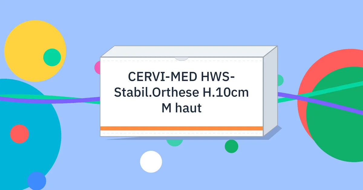 Symbolbild: Packung mit der Aufschrift CERVI-MED HWS-Stabil.Orthese H.10cm M haut (PZN 20304765) – Verfügbarkeit und Bezug in Apotheken in Frankfurt am Main