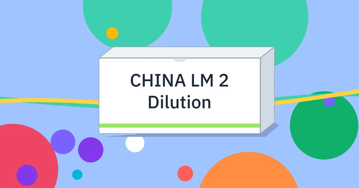 Symbolbild: Packung mit der Aufschrift CHINA LM 2 Dilution (PZN 12813719) – Verfügbarkeit und Bezug in Apotheken in Frankfurt am Main
