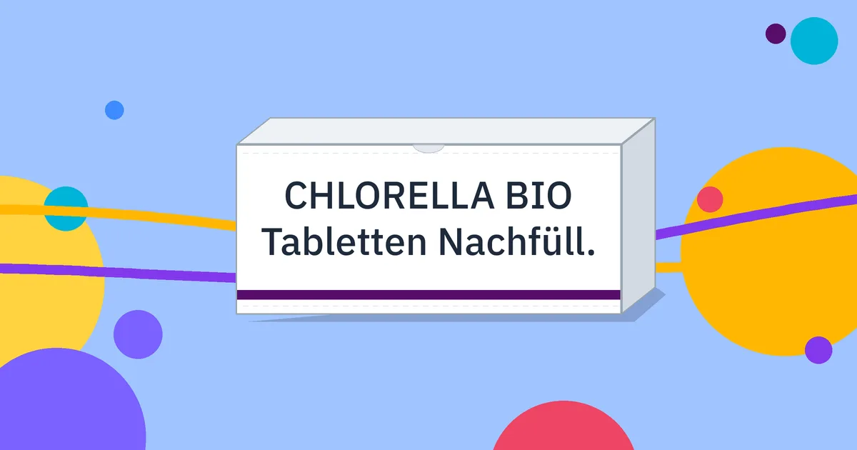 Symbolbild: Packung mit der Aufschrift CHLORELLA BIO Tabletten Nachfüll. (PZN 03320811) – Verfügbarkeit und Bezug in Apotheken in Frankfurt am Main