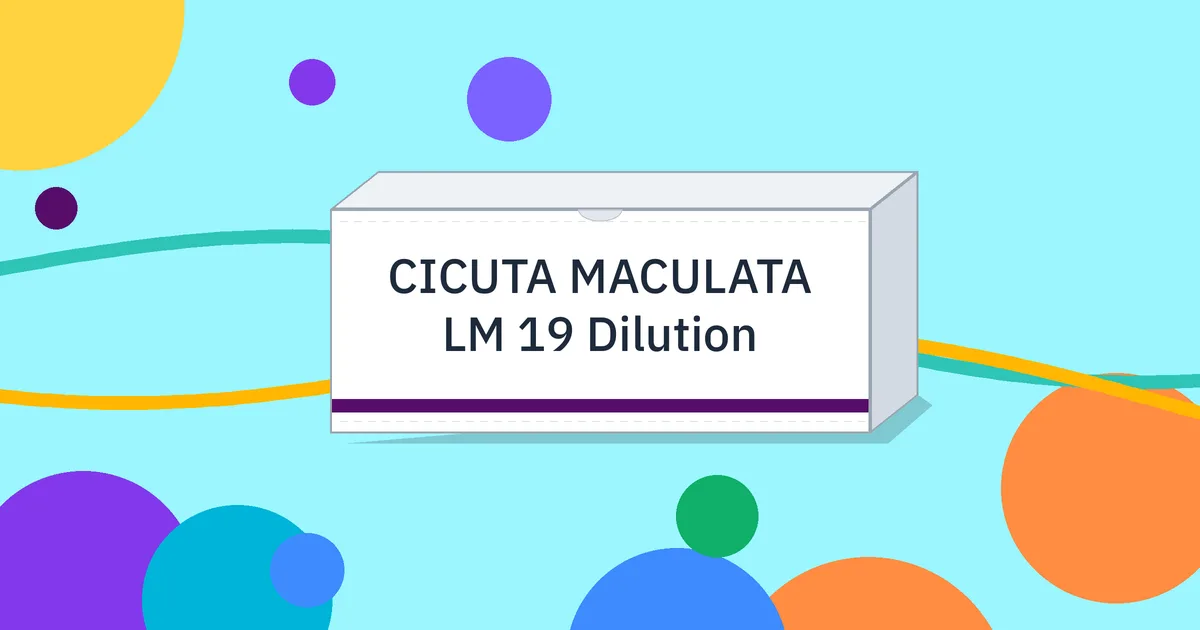 Symbolbild: Packung mit der Aufschrift CICUTA MACULATA LM 19 Dilution (PZN 12818355) – Verfügbarkeit und Bezug in Apotheken in Frankfurt am Main