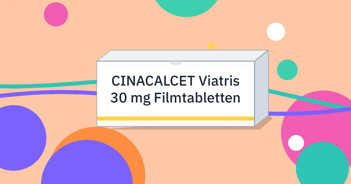 Symbolbild: Packung mit der Aufschrift CINACALCET Viatris 30 mg Filmtabletten (PZN 19339592) – Verfügbarkeit und Bezug in Apotheken in Frankfurt am Main