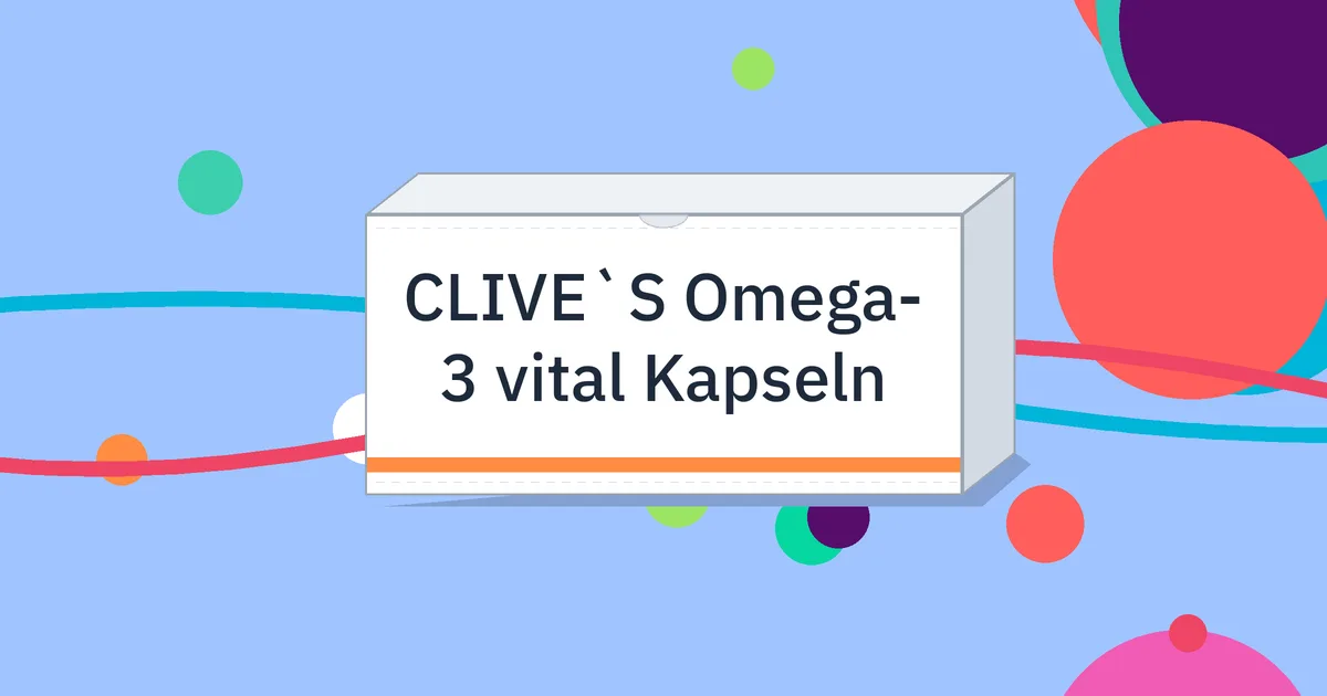 Symbolbild: Packung mit der Aufschrift CLIVE`S Omega-3 vital Kapseln (PZN 11856307) – Verfügbarkeit und Bezug in Apotheken in Frankfurt am Main