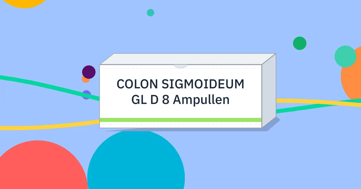 Symbolbild: Packung mit der Aufschrift COLON SIGMOIDEUM GL D 8 Ampullen (PZN 02913420) – Verfügbarkeit und Bezug in Apotheken in Frankfurt am Main