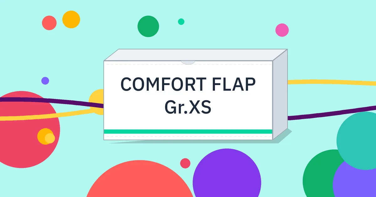 Symbolbild: Packung mit der Aufschrift COMFORT FLAP Gr.XS (PZN 00076428) – Verfügbarkeit und Bezug in Apotheken in Frankfurt am Main