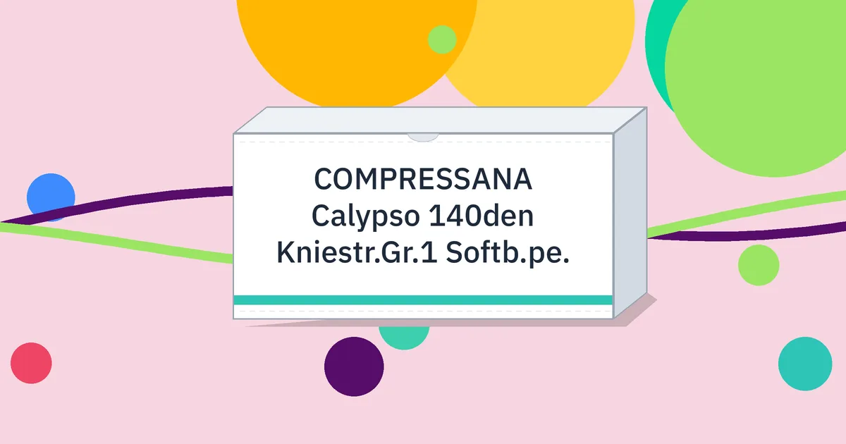 Symbolbild: Packung mit der Aufschrift COMPRESSANA Calypso 140den Kniestr.Gr.1 Softb.pe. (PZN 11217889) – Verfügbarkeit und Bezug in Apotheken in Frankfurt am Main