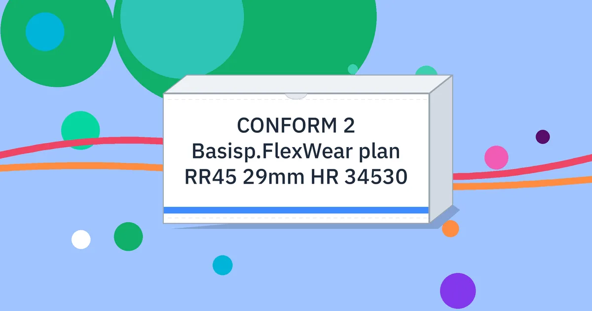 Symbolbild: Packung mit der Aufschrift CONFORM 2 Basisp.FlexWear plan RR45 29mm HR 34530 (PZN 16851384) – Verfügbarkeit und Bezug in Apotheken in Frankfurt am Main