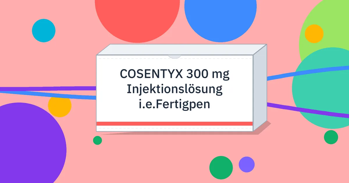 Symbolbild: Packung mit der Aufschrift COSENTYX 300 mg Injektionslösung i.e.Fertigpen (PZN 19725088) – Verfügbarkeit und Bezug in Apotheken in Frankfurt am Main