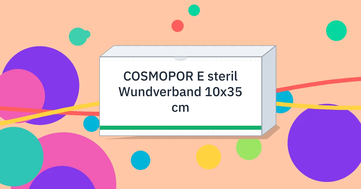 Symbolbild: Packung mit der Aufschrift COSMOPOR E steril Wundverband 10x35 cm (PZN 17669339) – Verfügbarkeit und Bezug in Apotheken in Frankfurt am Main