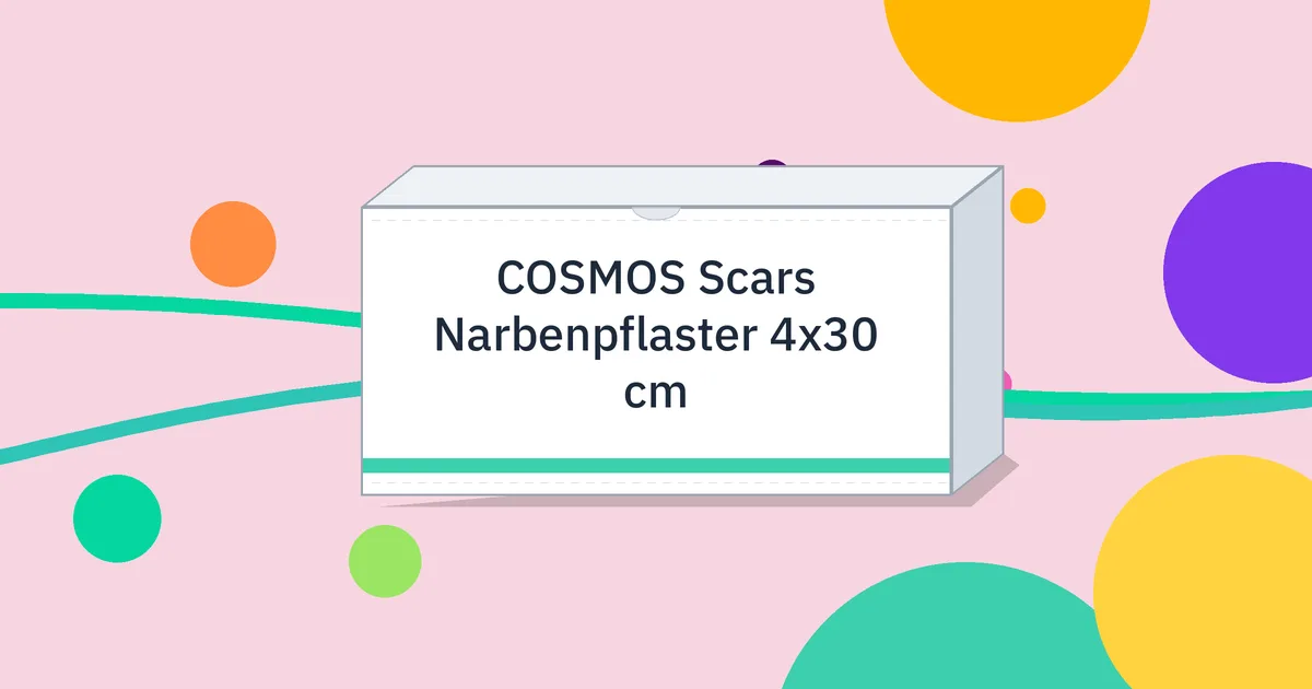 Symbolbild: Packung mit der Aufschrift COSMOS Scars Narbenpflaster 4x30 cm (PZN 19637059) – Verfügbarkeit und Bezug in Apotheken in Frankfurt am Main