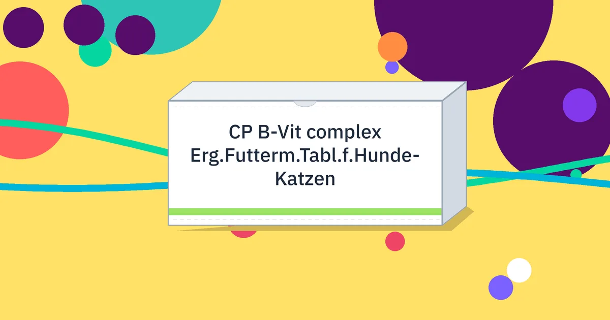 Symbolbild: Packung mit der Aufschrift CP B-Vit complex Erg.Futterm.Tabl.f.Hunde-Katzen (PZN 18132096) – Verfügbarkeit und Bezug in Apotheken in Frankfurt am Main