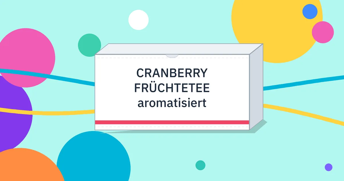 Symbolbild: Packung mit der Aufschrift CRANBERRY FRÜCHTETEE aromatisiert (PZN 09712498) – Verfügbarkeit und Bezug in Apotheken in Frankfurt am Main