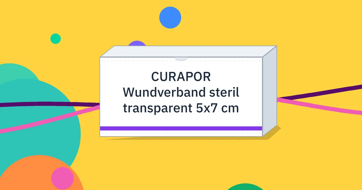 Symbolbild: Packung mit der Aufschrift CURAPOR Wundverband steril transparent 5x7 cm (PZN 19699706) – Verfügbarkeit und Bezug in Apotheken in Frankfurt am Main
