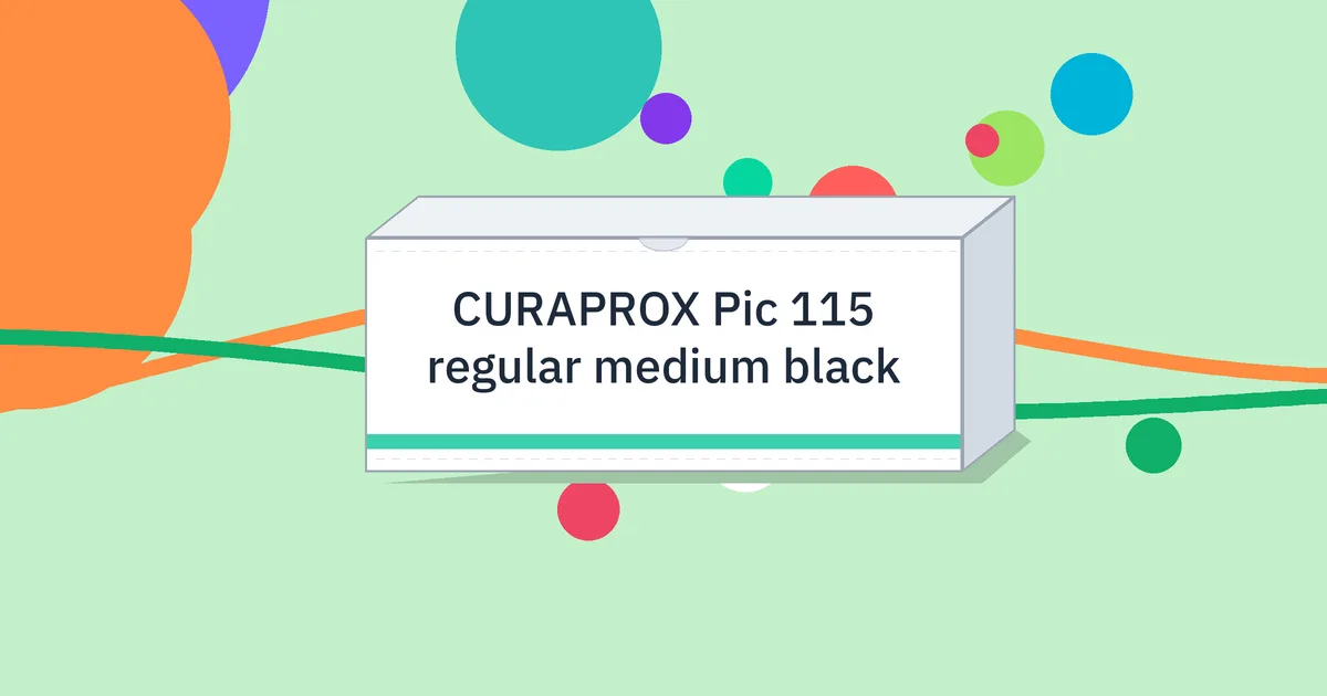 Symbolbild: Packung mit der Aufschrift CURAPROX Pic 115 regular medium black (PZN 00258626) – Verfügbarkeit und Bezug in Apotheken in Frankfurt am Main
