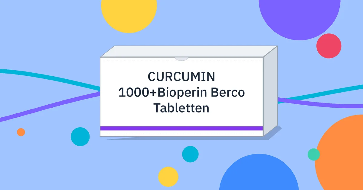 Symbolbild: Packung mit der Aufschrift CURCUMIN 1000+Bioperin Berco Tabletten (PZN 14041304) – Verfügbarkeit und Bezug in Apotheken in Frankfurt am Main