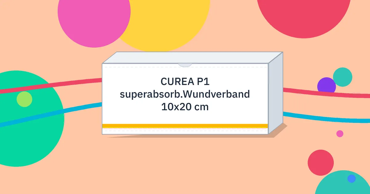 Symbolbild: Packung mit der Aufschrift CUREA P1 superabsorb.Wundverband 10x20 cm (PZN 11114020) – Verfügbarkeit und Bezug in Apotheken in Frankfurt am Main