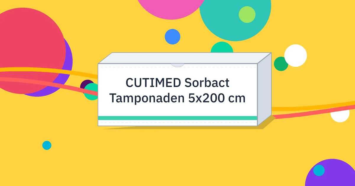 Symbolbild: Packung mit der Aufschrift CUTIMED Sorbact Tamponaden 5x200 cm (PZN 15590987) – Verfügbarkeit und Bezug in Apotheken in Frankfurt am Main