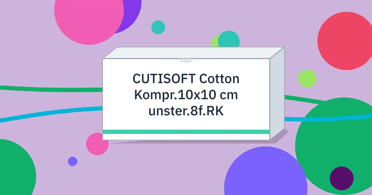 Symbolbild: Packung mit der Aufschrift CUTISOFT Cotton Kompr.10x10 cm unster.8f.RK (PZN 03897060) – Verfügbarkeit und Bezug in Apotheken in Frankfurt am Main