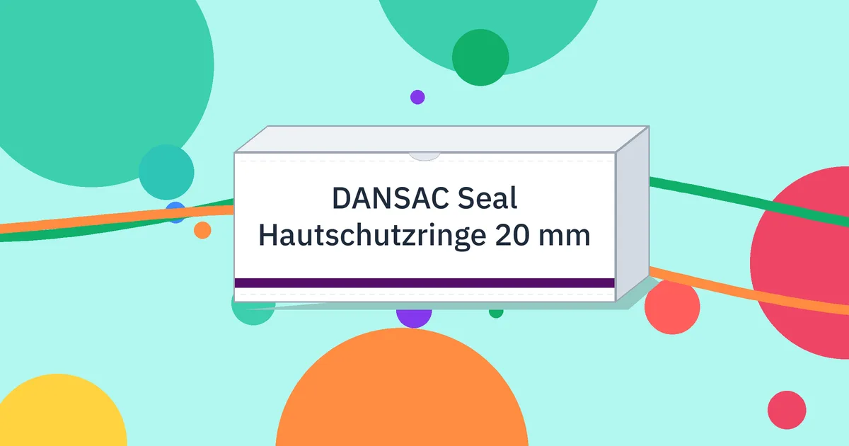 Symbolbild: Packung mit der Aufschrift DANSAC Seal Hautschutzringe 20 mm (PZN 09390304) – Verfügbarkeit und Bezug in Apotheken in Frankfurt am Main