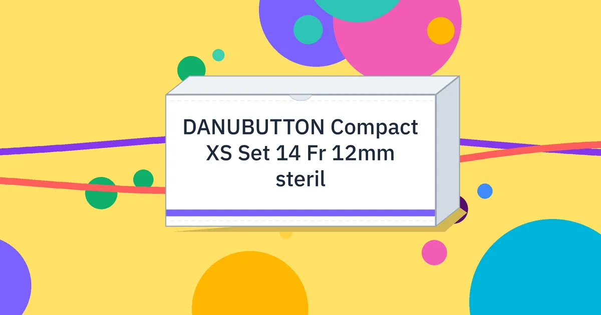 Symbolbild: Packung mit der Aufschrift DANUBUTTON Compact XS Set 14 Fr 12mm steril (PZN 19852639) – Verfügbarkeit und Bezug in Apotheken in Frankfurt am Main