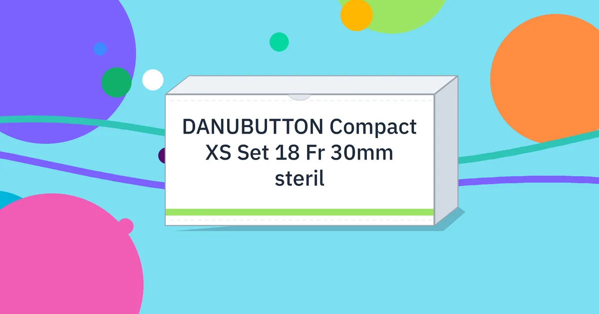Symbolbild: Packung mit der Aufschrift DANUBUTTON Compact XS Set 18 Fr 30mm steril (PZN 19853053) – Verfügbarkeit und Bezug in Apotheken in Frankfurt am Main