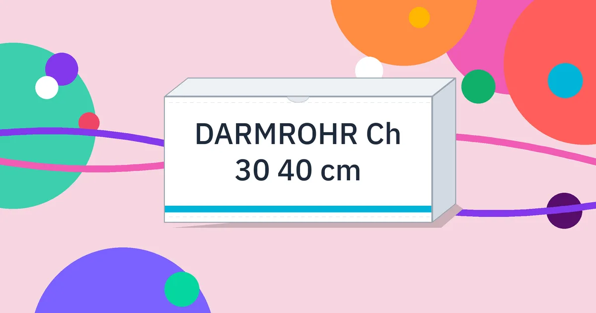 Symbolbild: Packung mit der Aufschrift DARMROHR Ch 30 40 cm (PZN 00725737) – Verfügbarkeit und Bezug in Apotheken in Frankfurt am Main