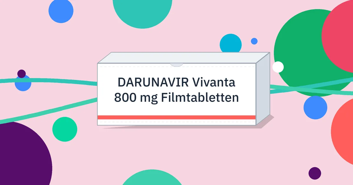 Symbolbild: Packung mit der Aufschrift DARUNAVIR Vivanta 800 mg Filmtabletten (PZN 18491636) – Verfügbarkeit und Bezug in Apotheken in Frankfurt am Main