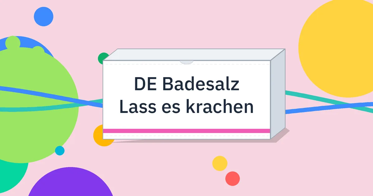 Symbolbild: Packung mit der Aufschrift DE Badesalz Lass es krachen (PZN 18753728) – Verfügbarkeit und Bezug in Apotheken in Frankfurt am Main