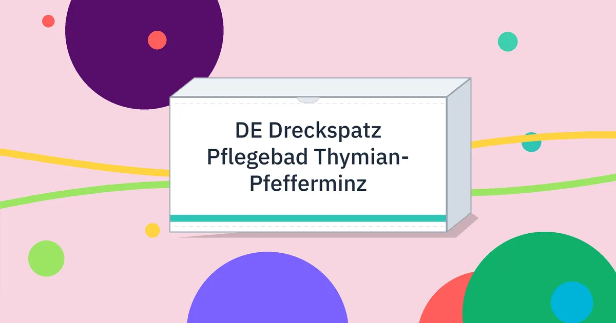 Symbolbild: Packung mit der Aufschrift DE Dreckspatz Pflegebad Thymian-Pfefferminz (PZN 17922382) – Verfügbarkeit und Bezug in Apotheken in Frankfurt am Main